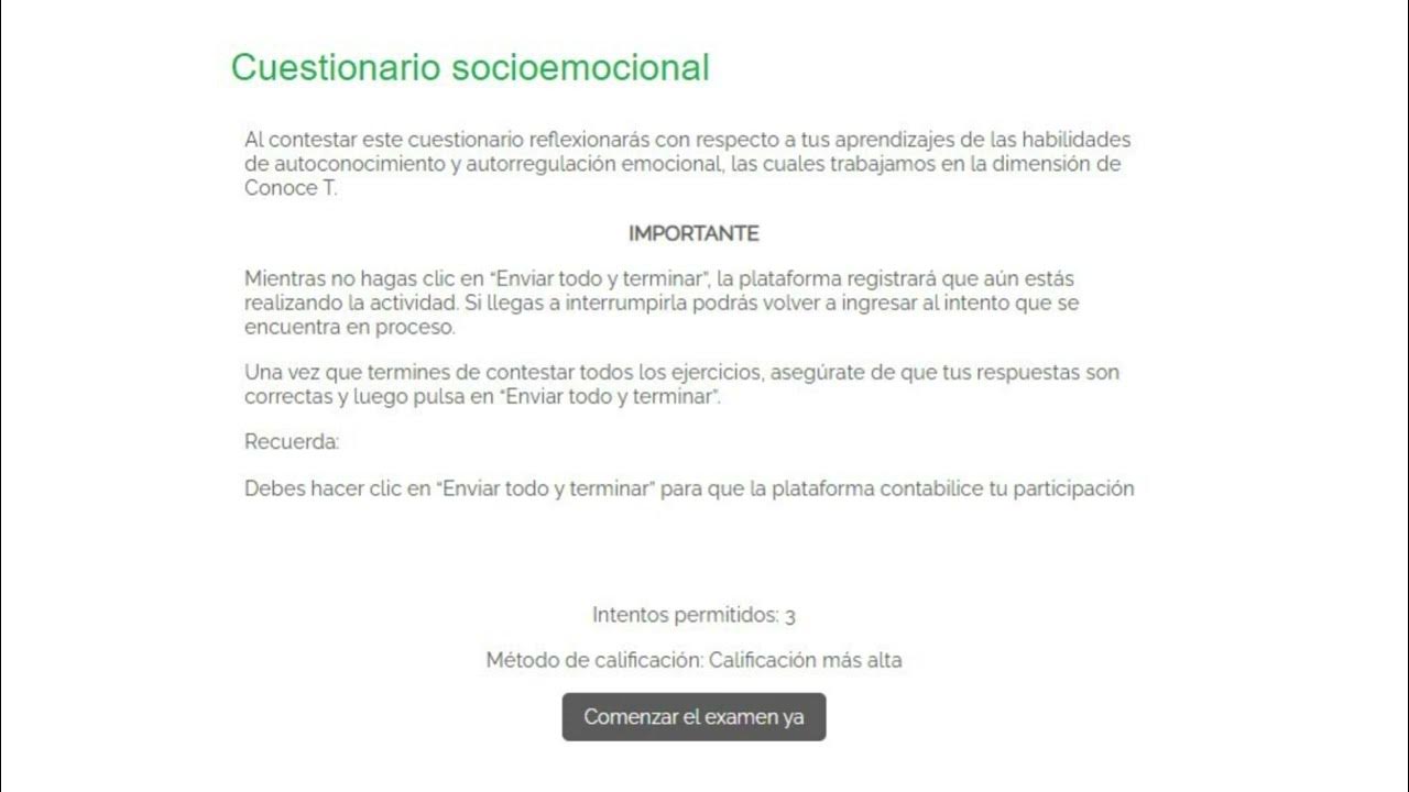 Cuestionario socioemocional modulo 7 semana 3 - YouTube