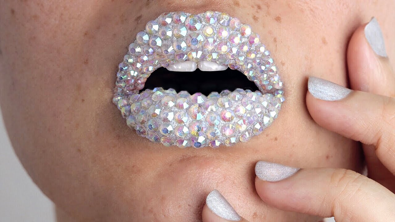 Lip Art Tutorial I Rhinestones - YouTube