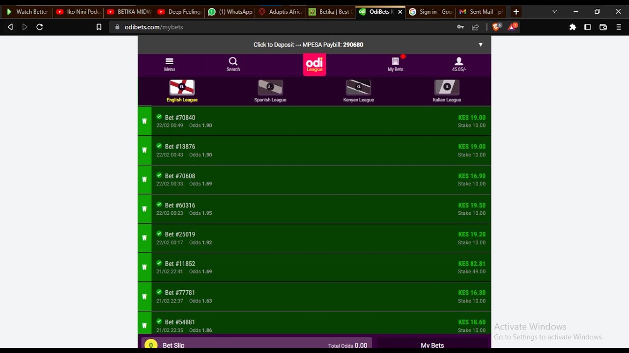 How to win every time on ODI BETS LEAGUE 100% - YouTube
