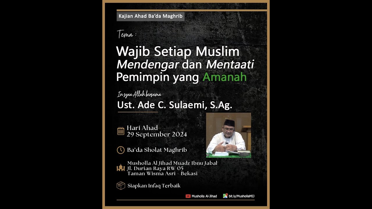 Wajib Setiap Muslim Mendengar dan Mentaati Pemimpin - Ustad Ade Sulaemi ...
