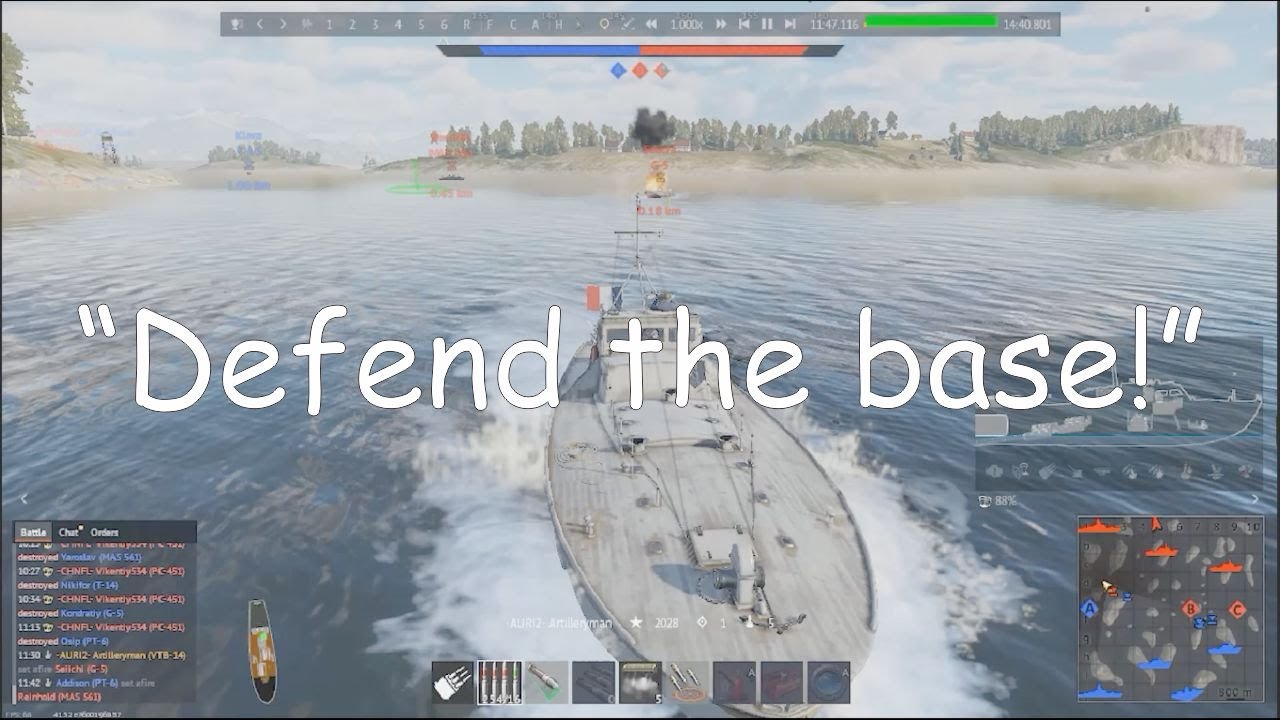 War Thunder Replay Naval Realistic Battle || VTB-14 Base Defender - YouTube