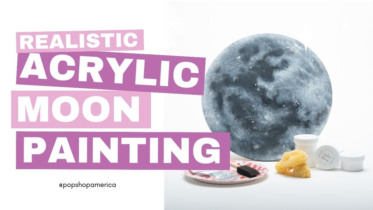 Acrylic Moon Painting Tutorial | Realistic Full Moon Circle Painting ...