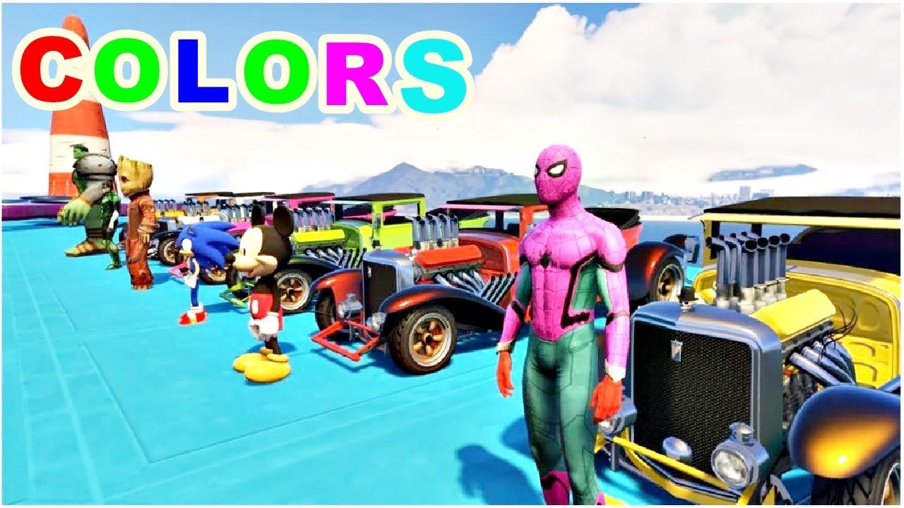 Learn Colors with Fun Cars Colors | 3D Animation Superhero Cartoon for ...