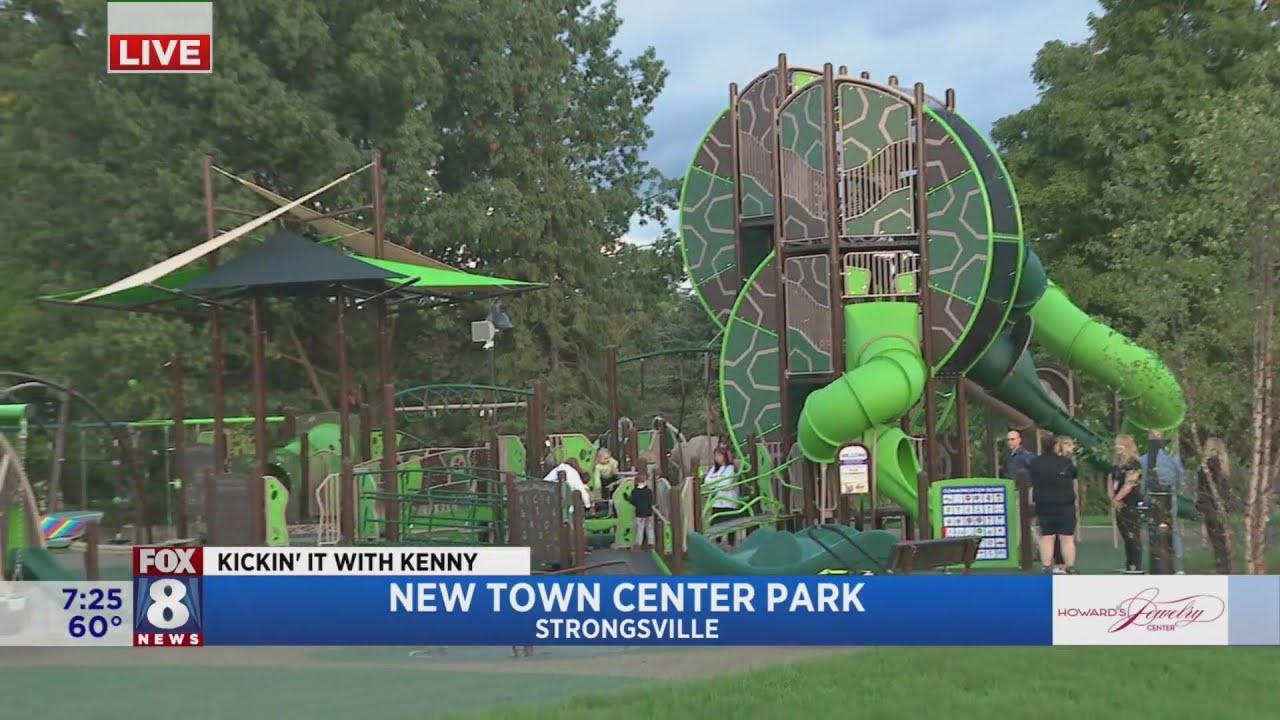Kenny tours brand new Strongsville Town Center Park - YouTube