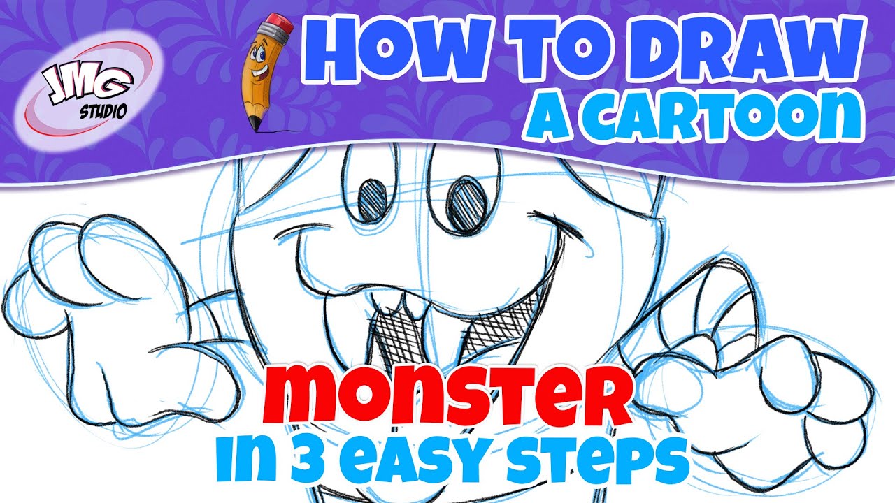 How to draw a cute cartoon monster in 3 easy steps - YouTube