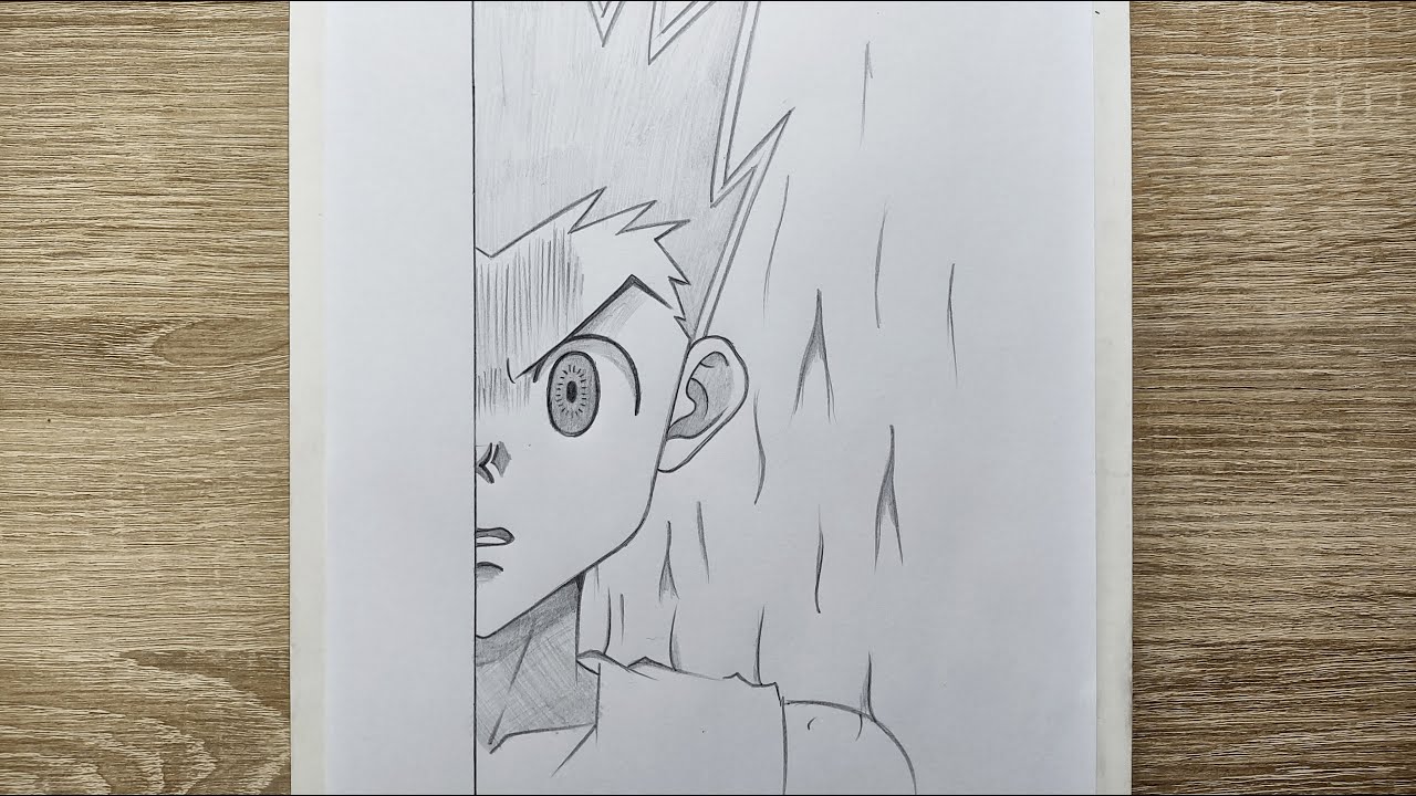 How to draw Gon half face | Drawing Gon half face for beginners - YouTube