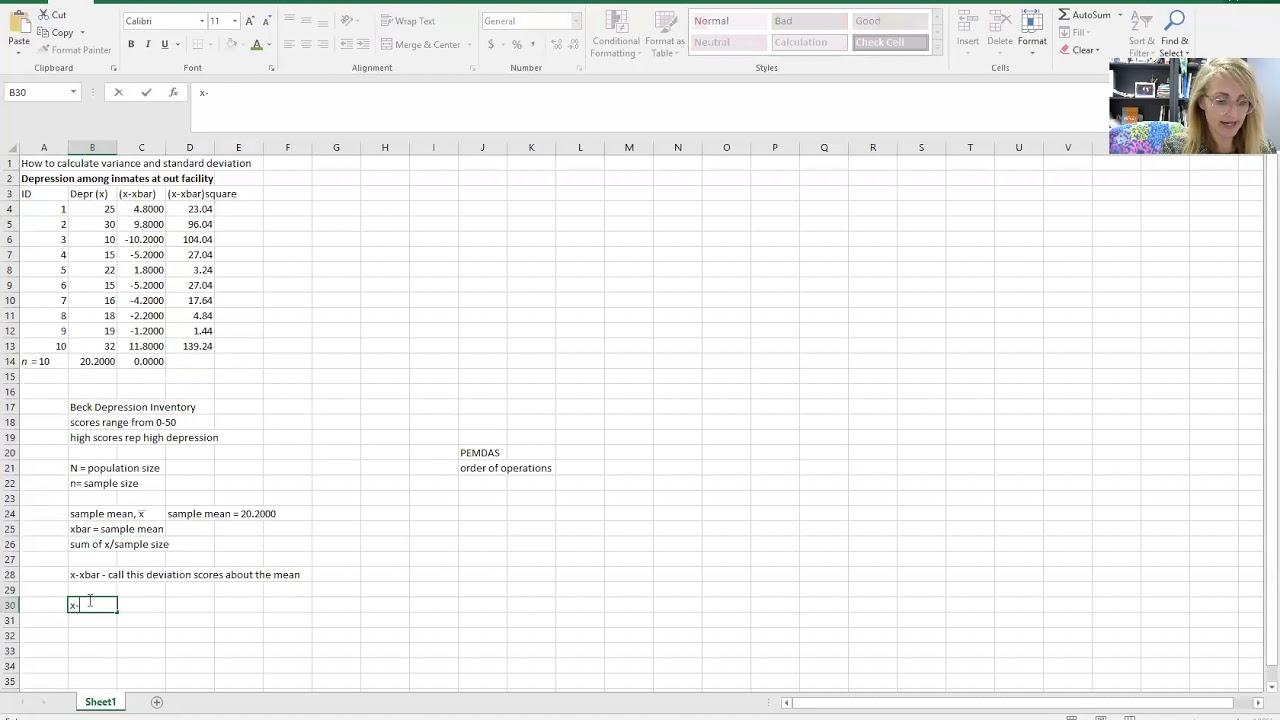 How to calculate sample variance and standard deviation using Excel ...