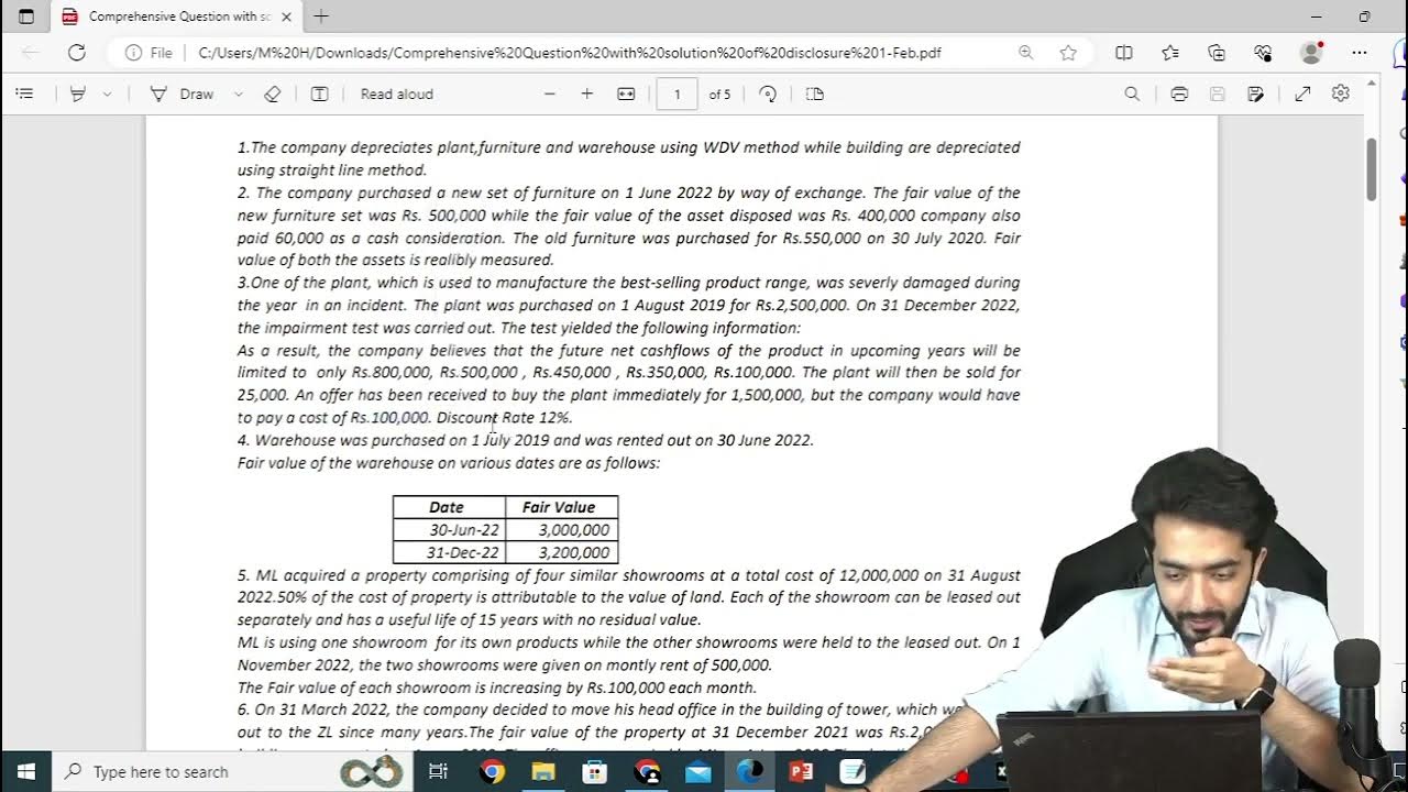 Session lec 1: Comprehensive practice question covering IAS 16 + IAS 40 + IAS 36 with disclosure ...