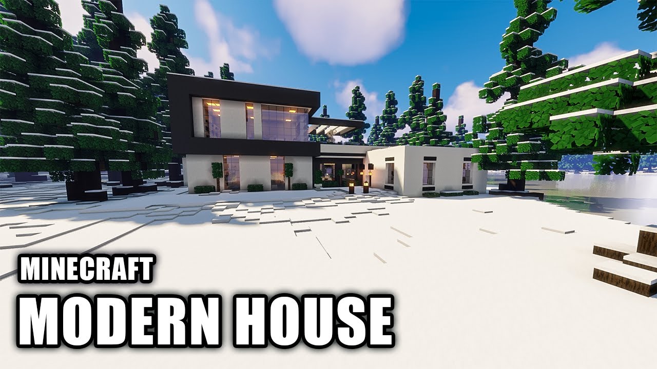 Minecraft: I Built A Simple Modern House On A Snowy Lake - Modern ...
