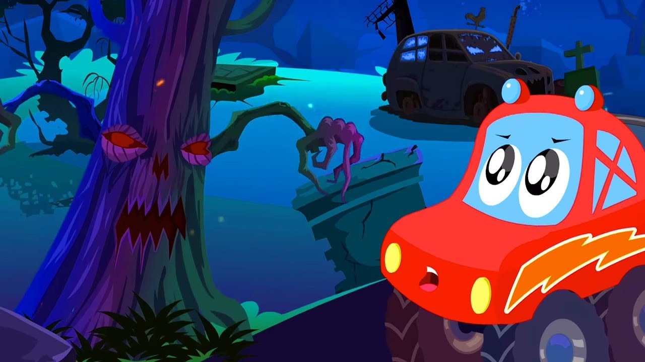Little red car and the tree in a Halloween special nursery rhyme by ...