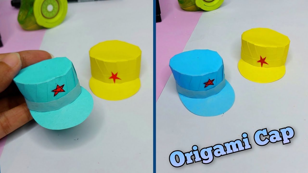 Easy Origami Paper Cap/Origami Cap/Easy craft ideas/Paper craft/Origami ...