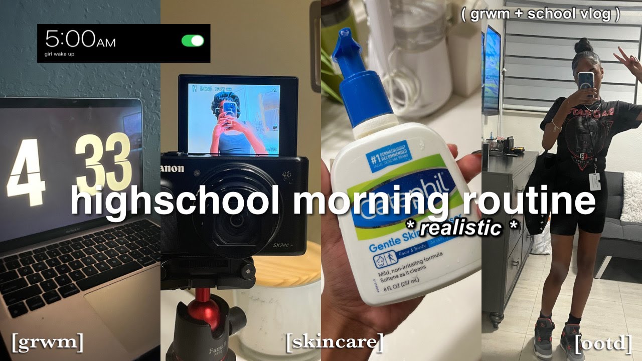 my 5am realistic high school morning routine + school vlog/ girl talk ...