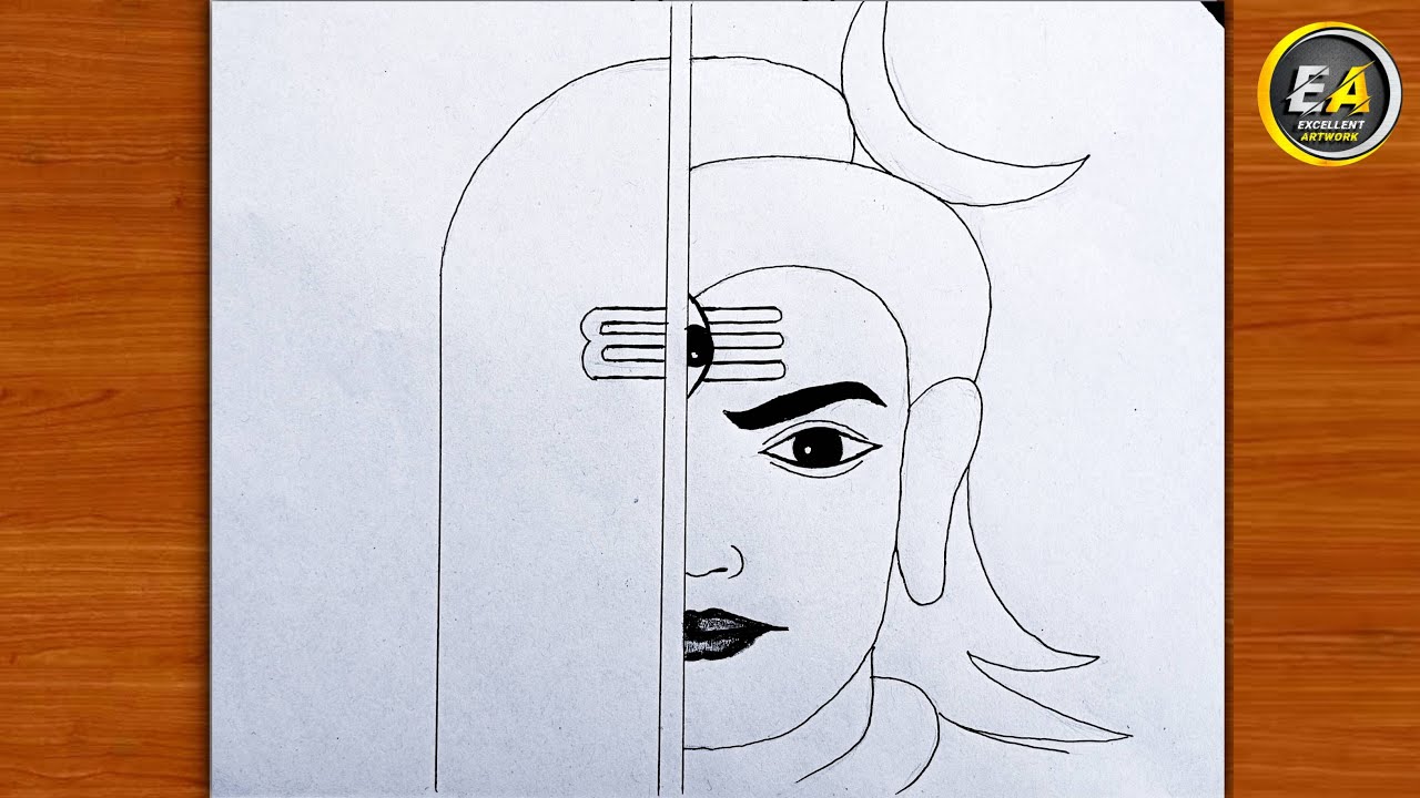 How to draw Lord Shiva ling And Half Shiv face || Easy Shiv ji drawing ...