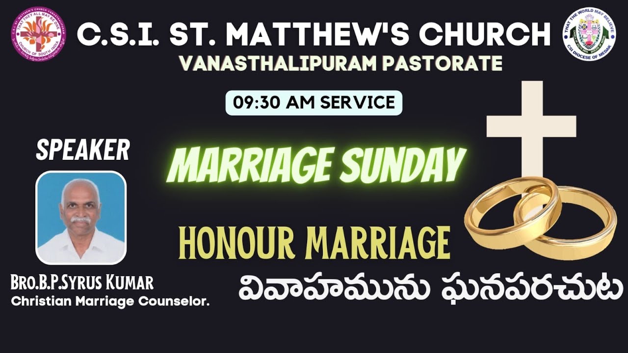 28-07-2024_ Marriage_Sunday_9_30AM_Service_Theme-Honour_Marriage - YouTube