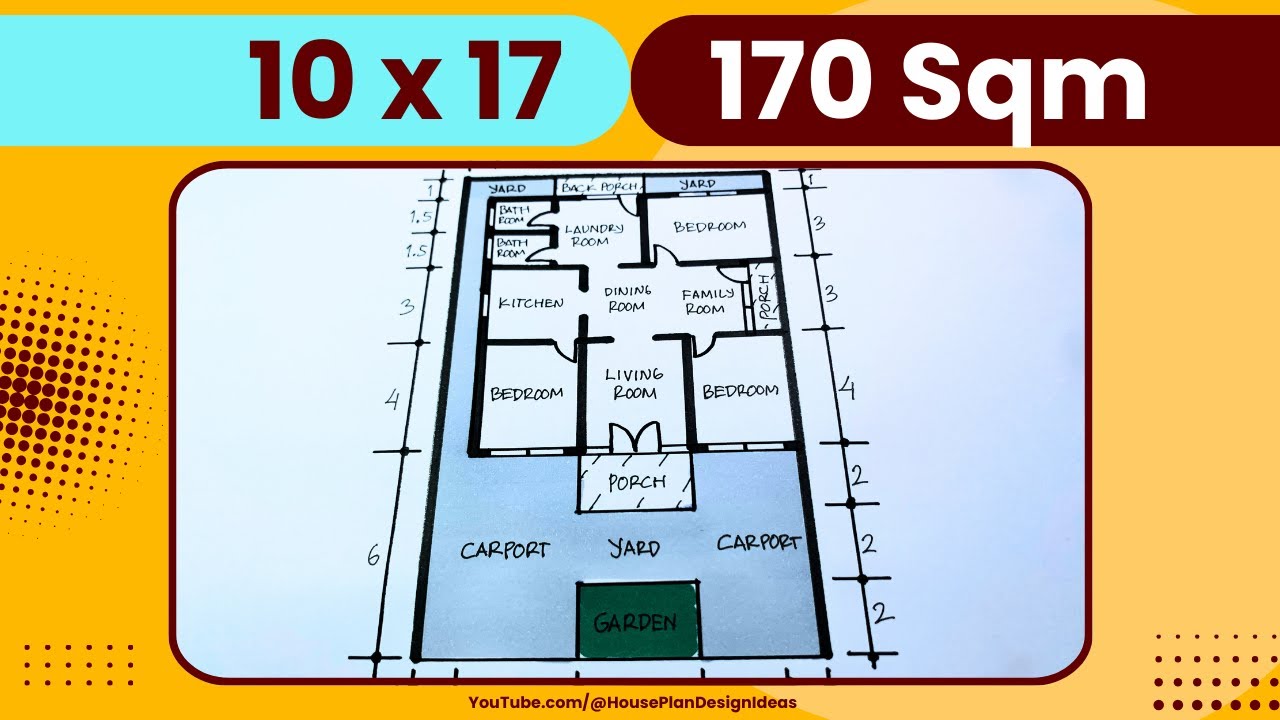 10x17 House Plan Design 170 square meter 3 Bedroom - YouTube
