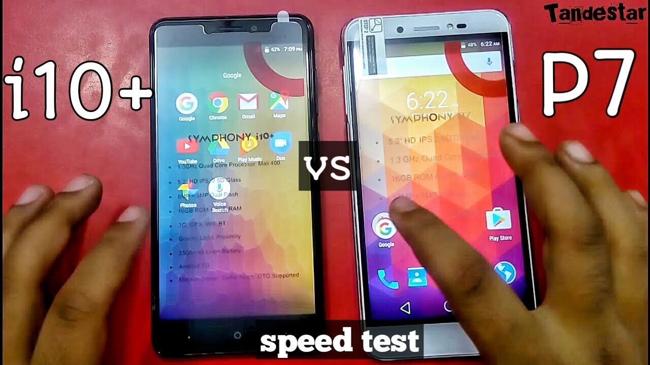 Symphony i10+ VS Symphony P7 speed test comparison - YouTube