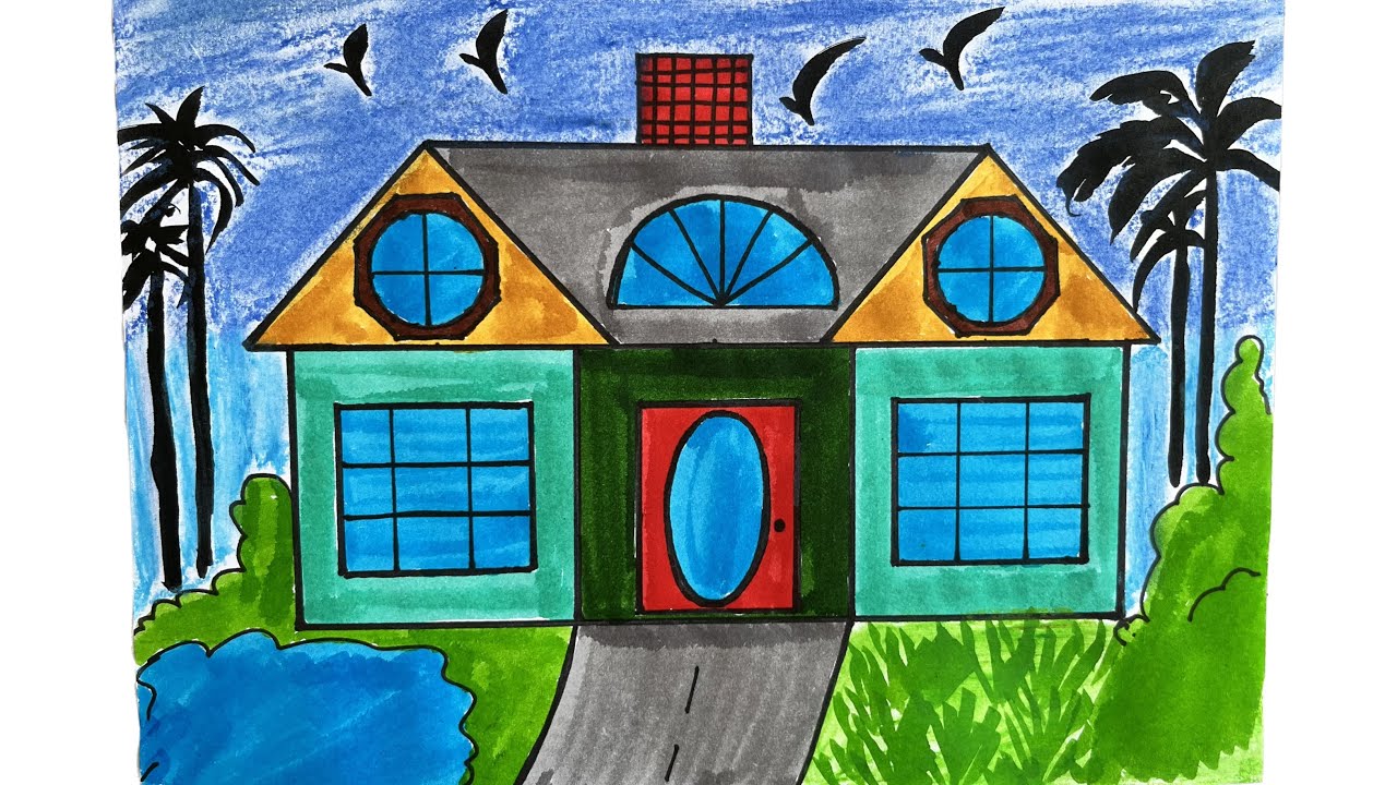 Learn shape from house| How to Draw House From Different Shapes | How ...