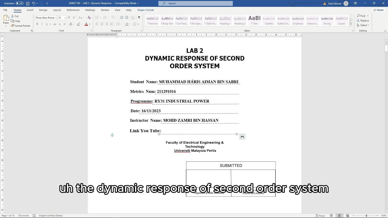 EMK31103 Control System Lab 2 Explanation - YouTube