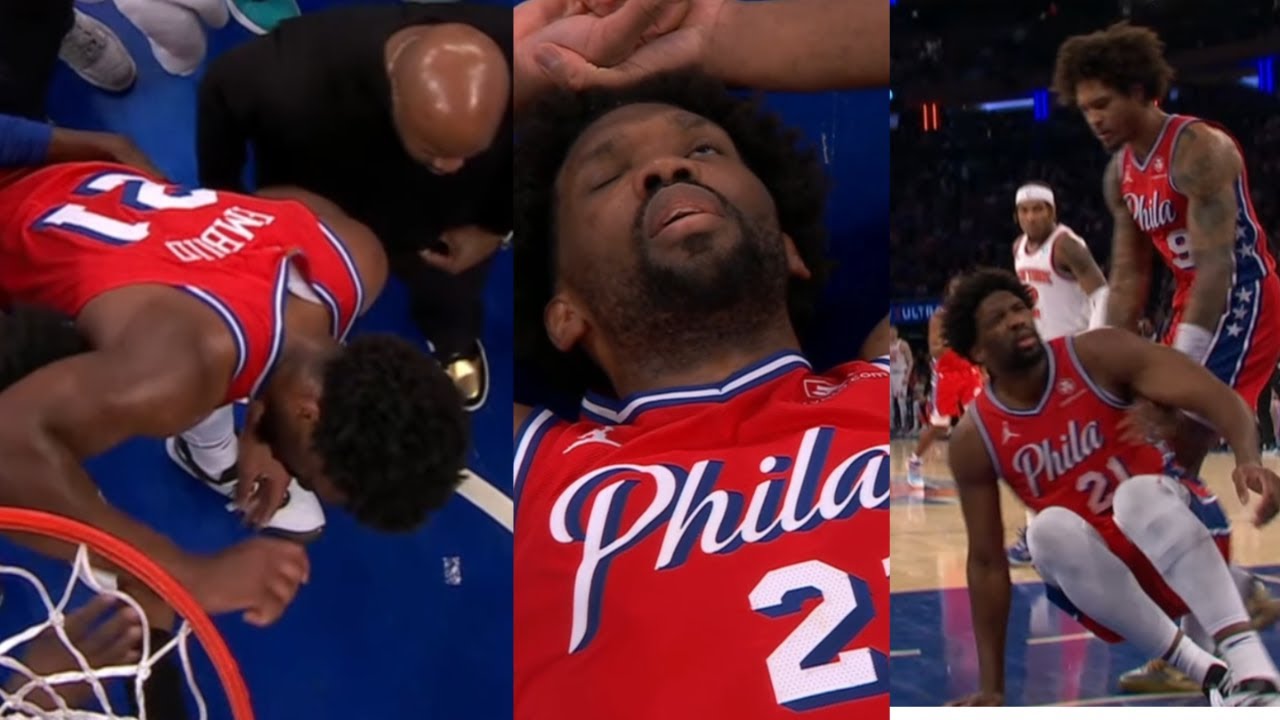 JOEL EMBIID EYES ROLLED BACK AFTER TOO MUCH PAIN WITH INJURY! TRIED TO ...