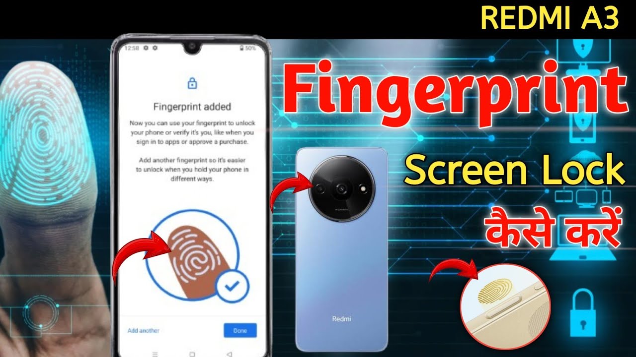 Redmi a3 5g me fingerprint app lock kaise lagaye / Redmi a3 5g ...
