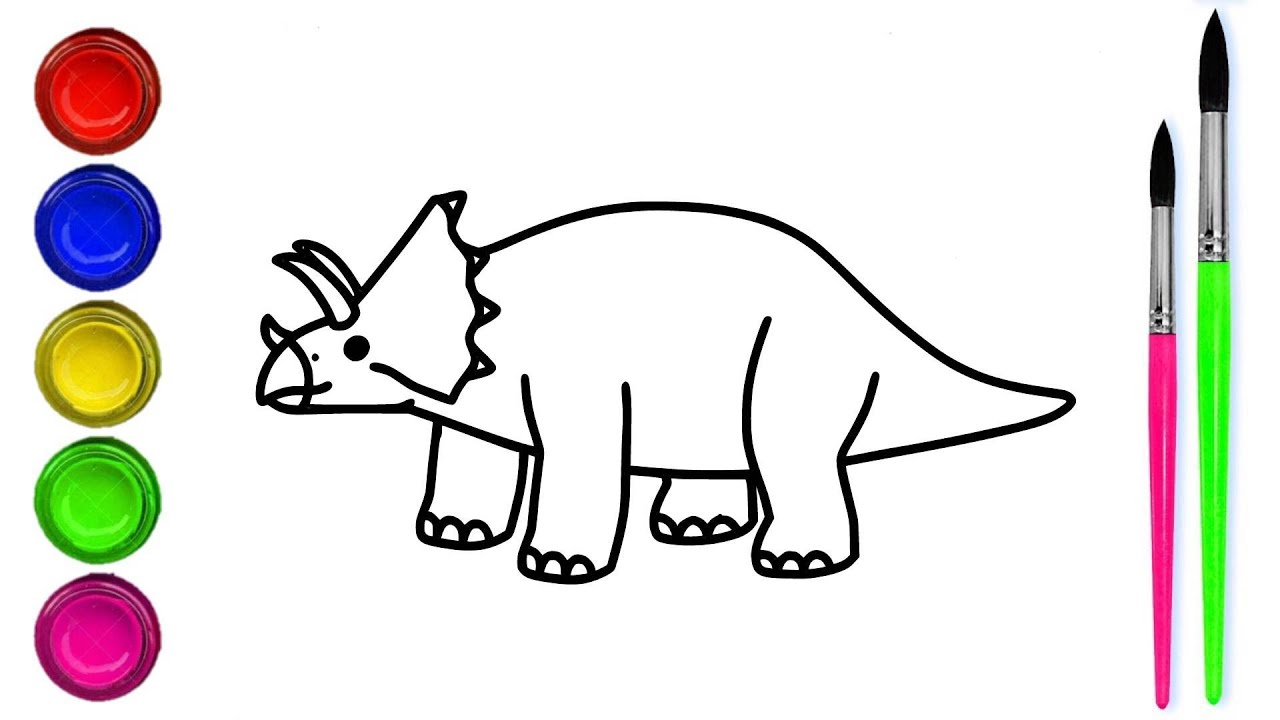 How to Draw a cartoon Triceratops🦏💚 | Coloring and Draw Triceratops ...