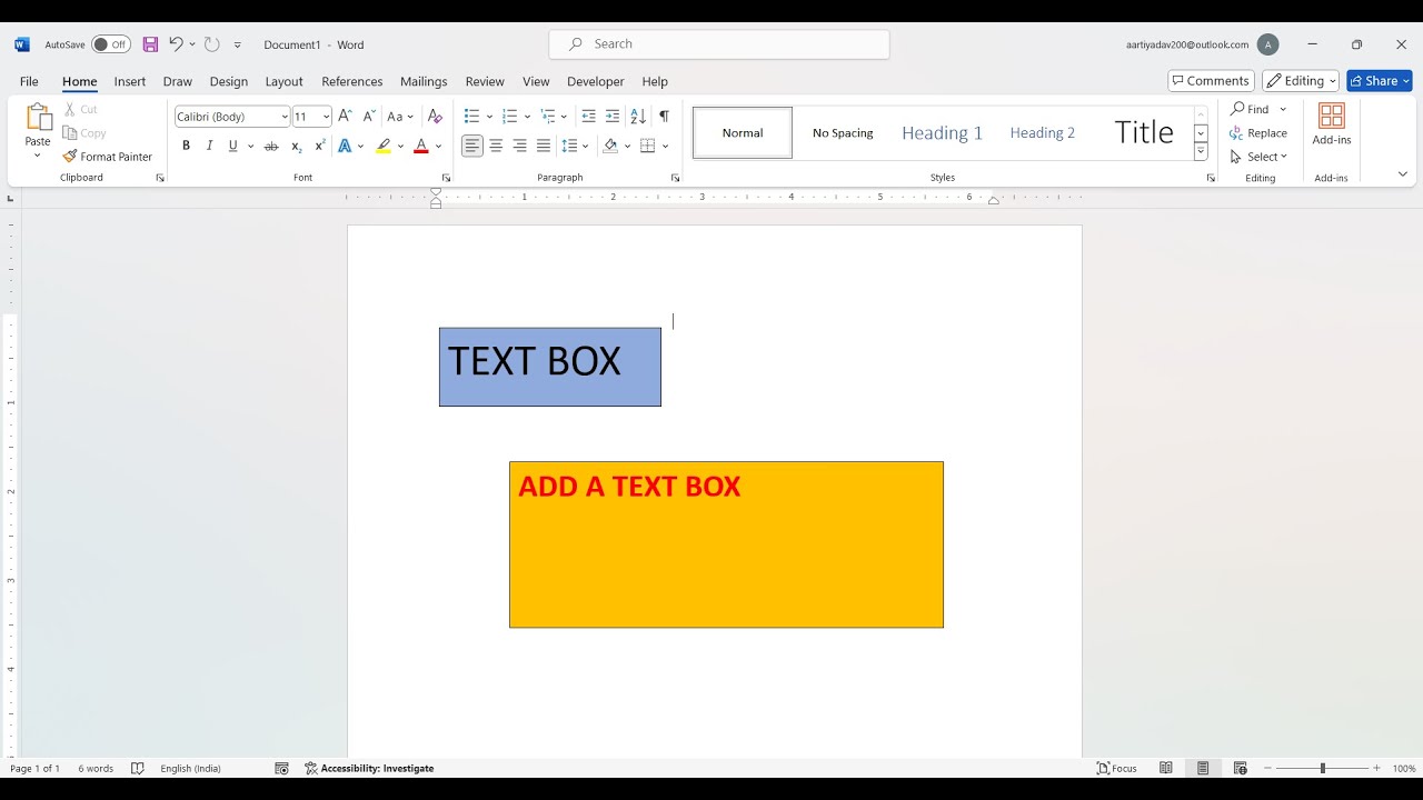 How to create a text box in MS word - YouTube