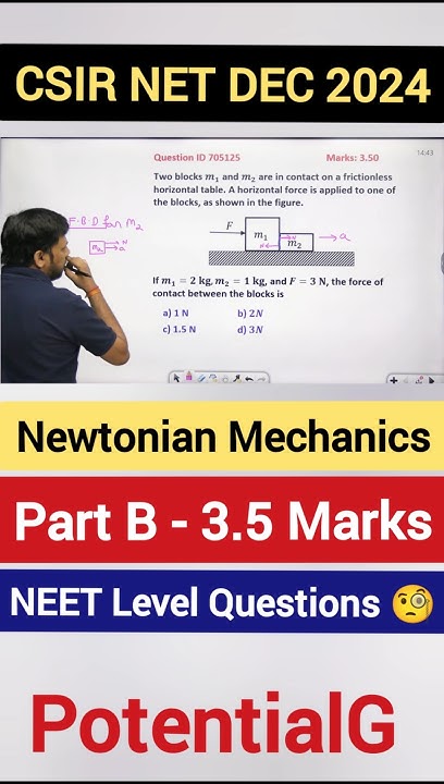 CSIR NET DEC 2024 Physical Science | Newtonian Mechanics | Neet Level Questions #ytshorts # ...