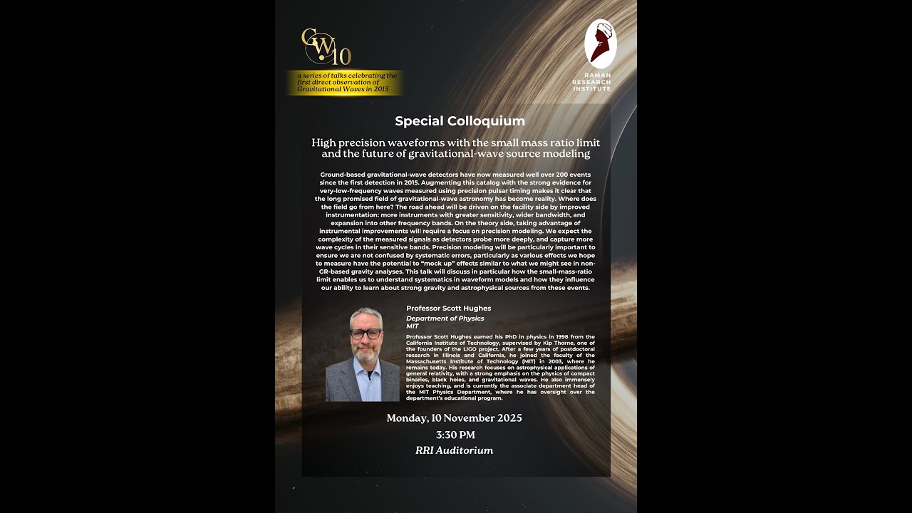 Special Colloquium by Professor Scott A. Hughes - YouTube