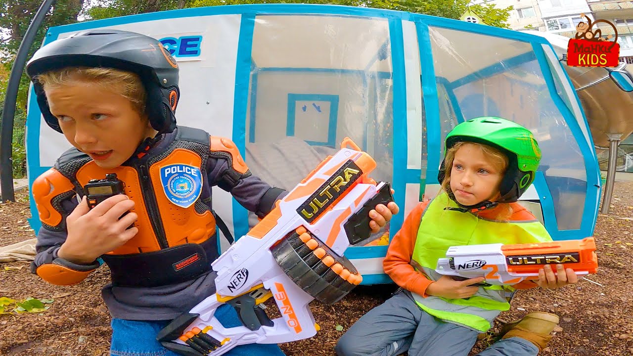 Kids play police in a police car - Pretend Play - YouTube