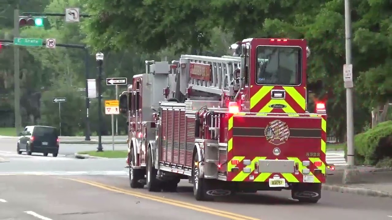 Compilation of Jacksonville Fire Rescue trucks Responding from Station ...