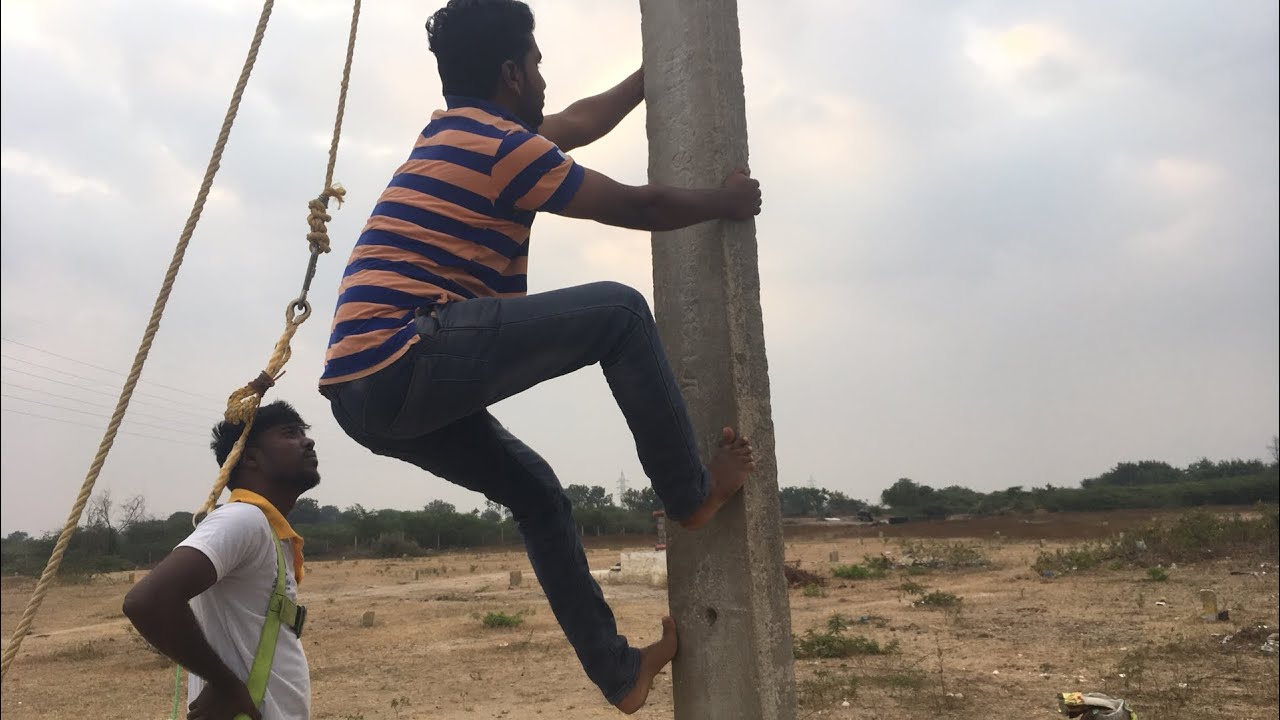 Pole climbing training - YouTube