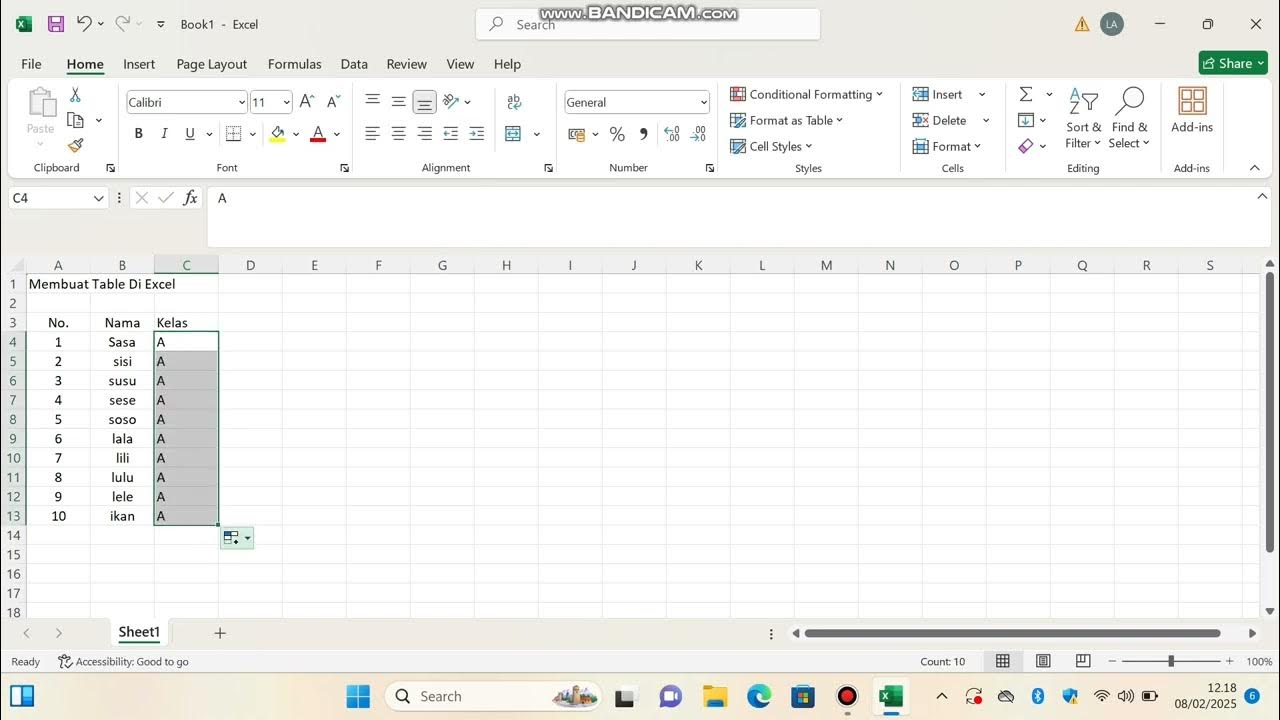 tutorial membuat table di excel - YouTube