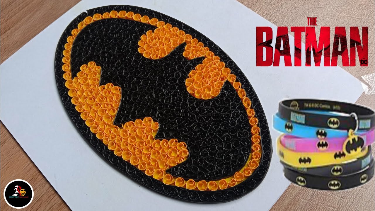 Batman with quilling paper / Batman logo Quilling paper how to make ...