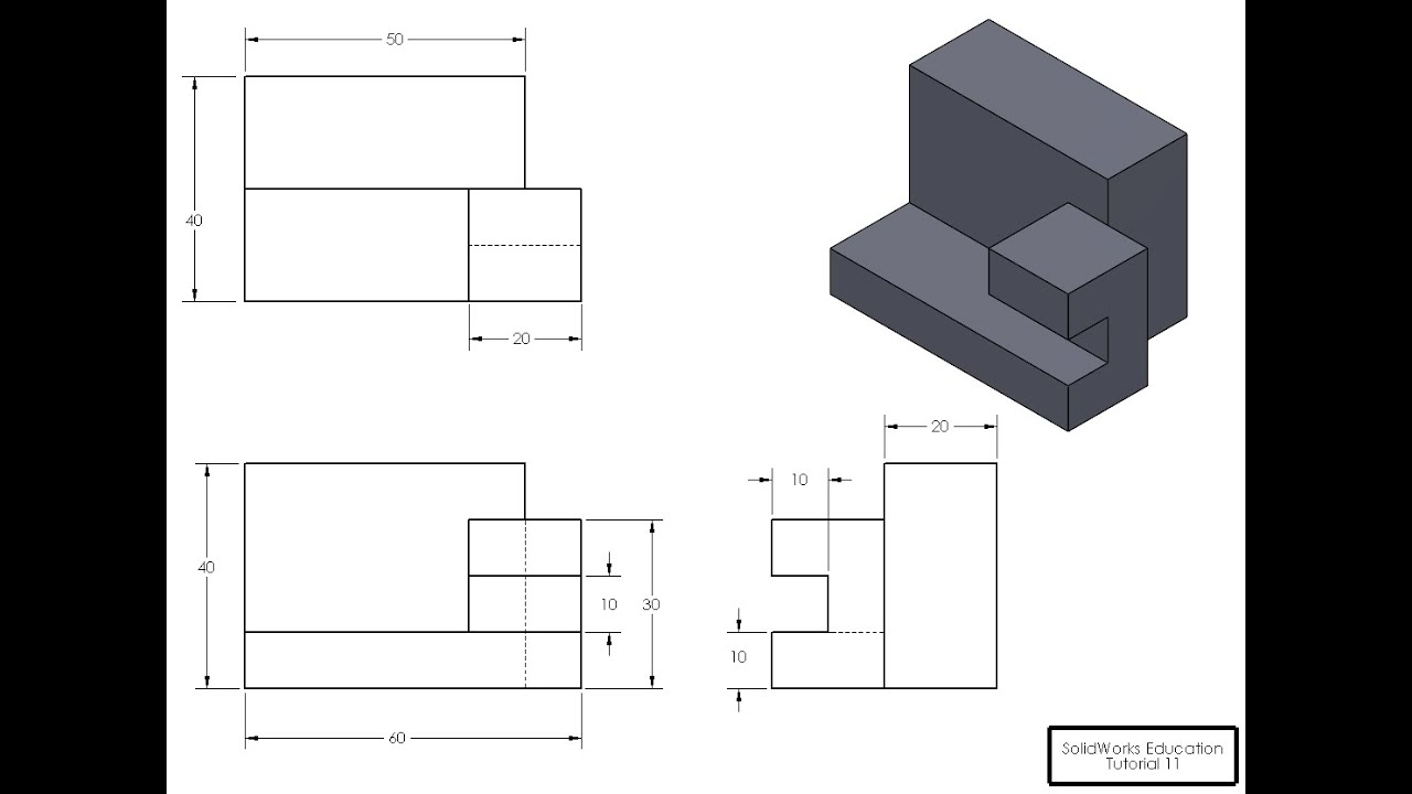 SolidWorks Education Detailed Drawing Exercises Tutorial 11 - YouTube