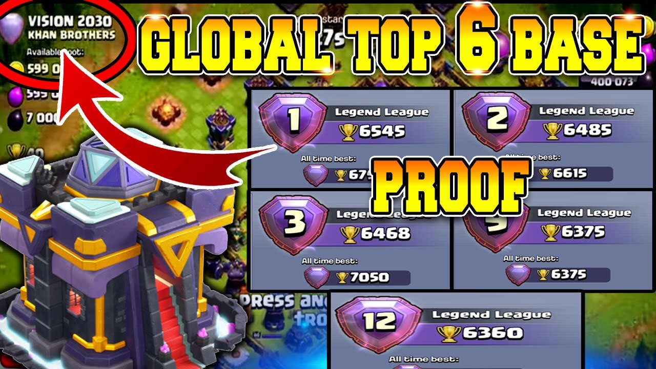 Global Top 6 Player Legend Base at 6200+ Trophies | Th15 Legend Base ...
