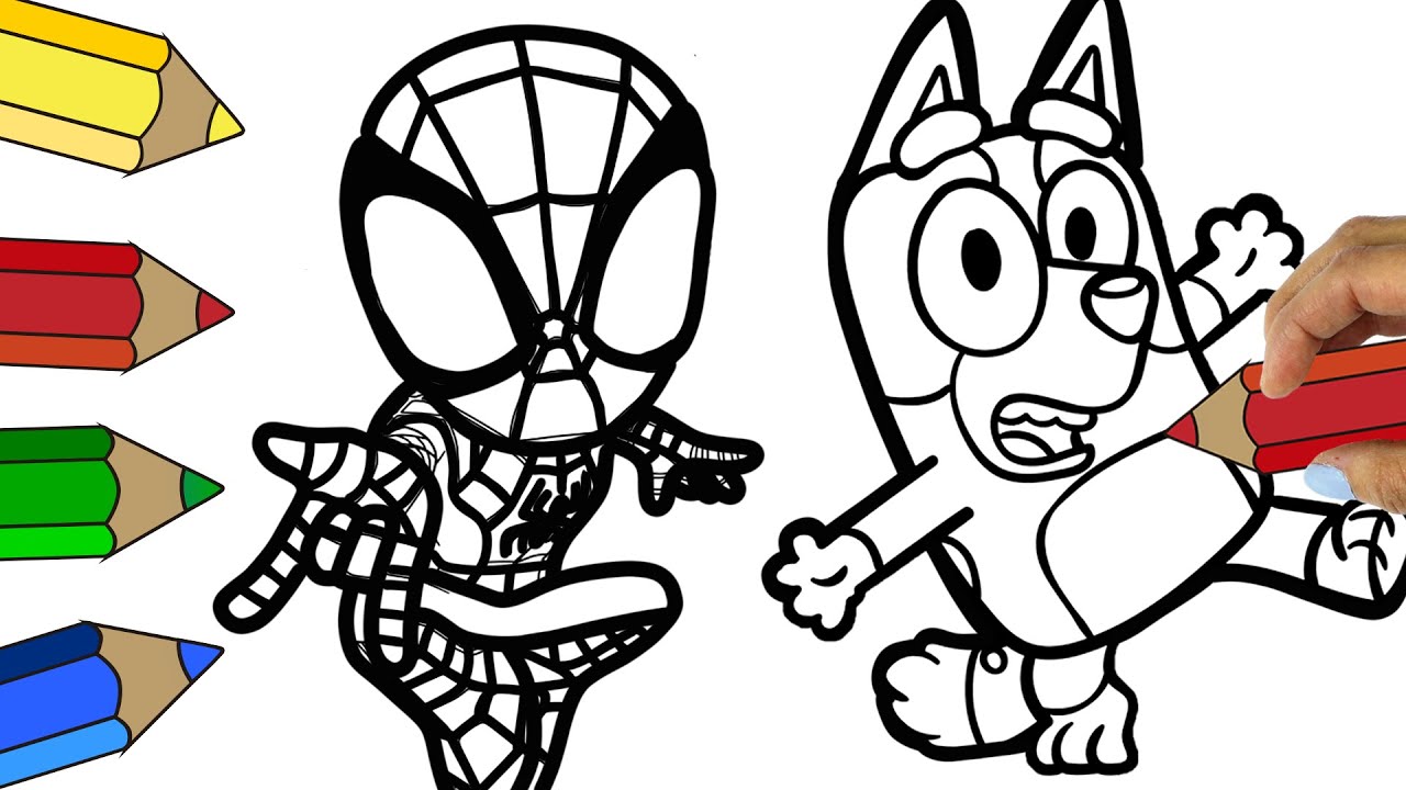 Drawing of the Marvel's Spidey and His Amazing Friends vs Bluey⭐How to ...