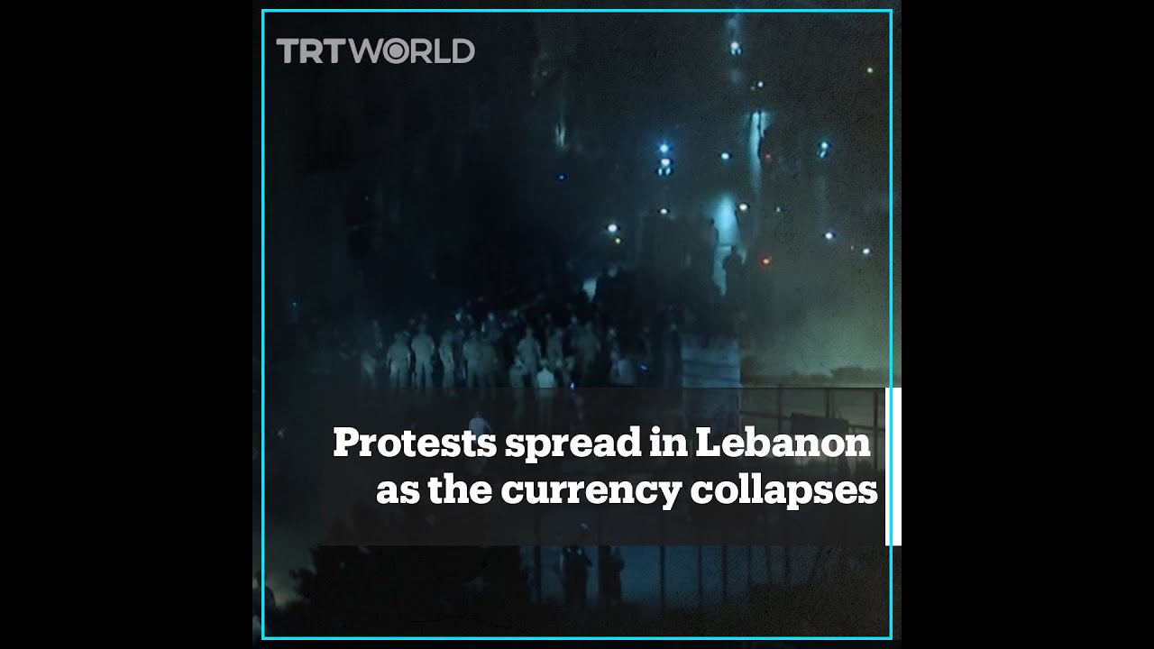 Protests spread in Lebanon as the currency collapses - YouTube