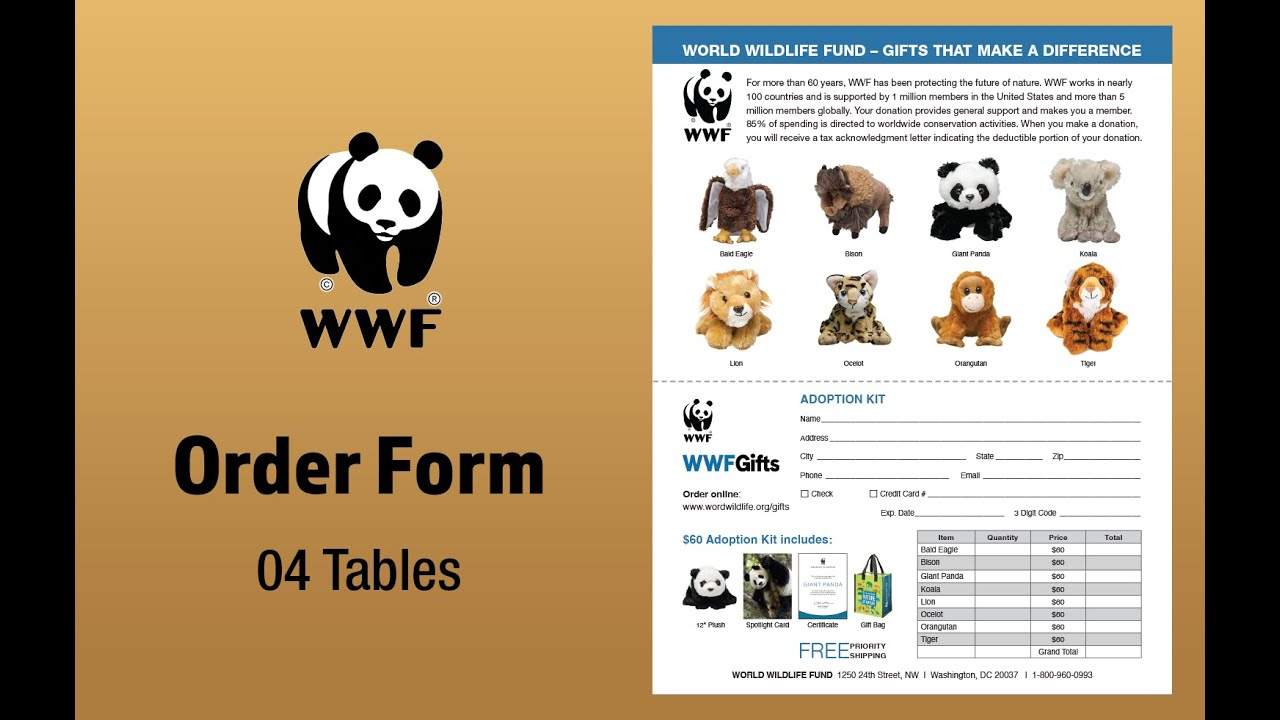 04 WWF Order Form Tables - YouTube