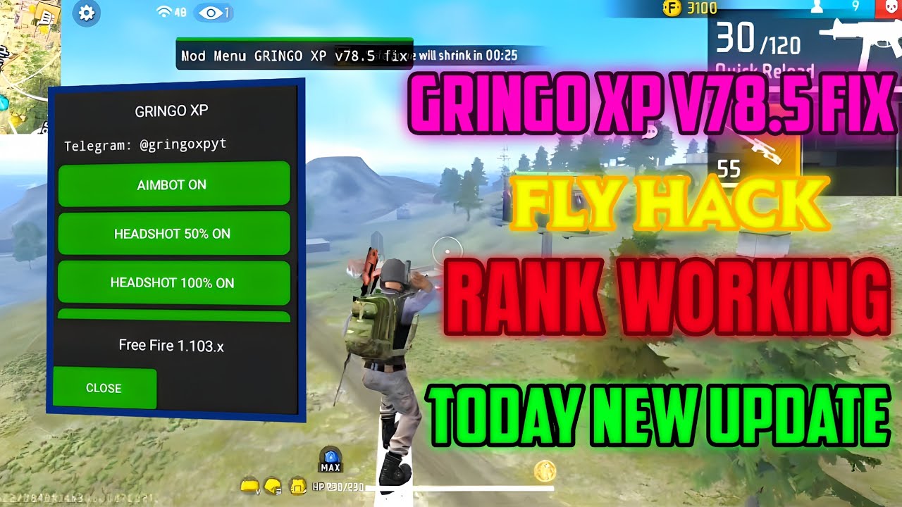 GRINGO XP V78.5 NEW UPDATE ⚡ FREE FIRE AUTO KILL MOD MENU FLY HACK # ...