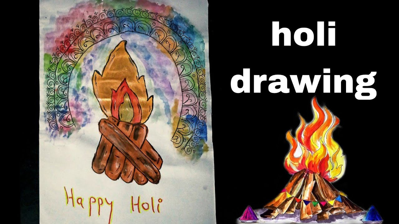 holika dahan drawing /hoilika dahan easy painting / happy holi #art # ...