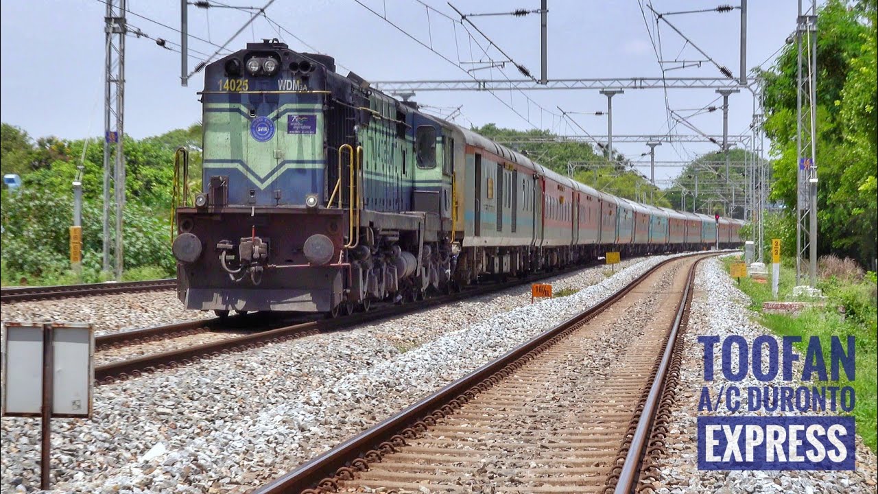 [4K]: Rocking KJM WDM 3A hauled YPR - DEE TOOFAN A/C DURONTO Express in ...