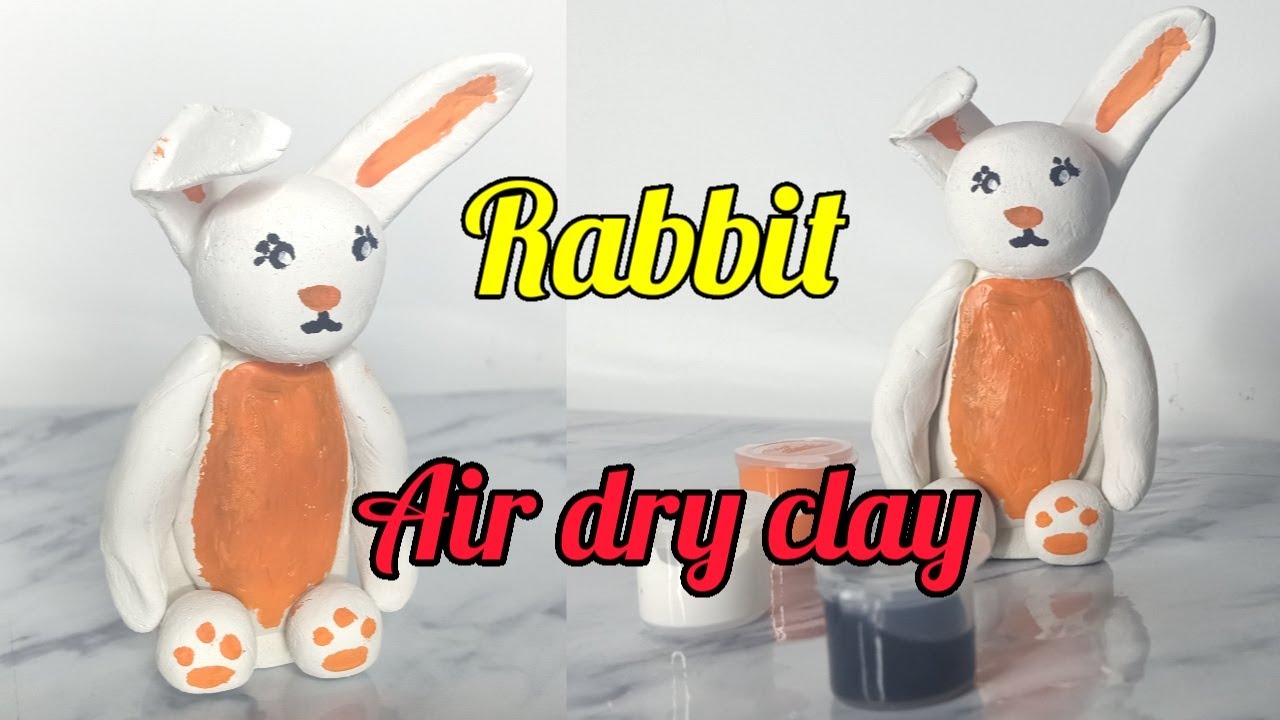 How to make an adorable rabbit using air dry clay / Bunny air dry clay ...