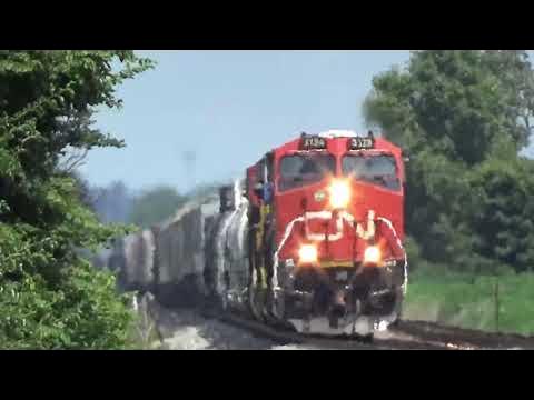 CN M393 and M394 w/ ex-Citirail Units over Peach RD - YouTube