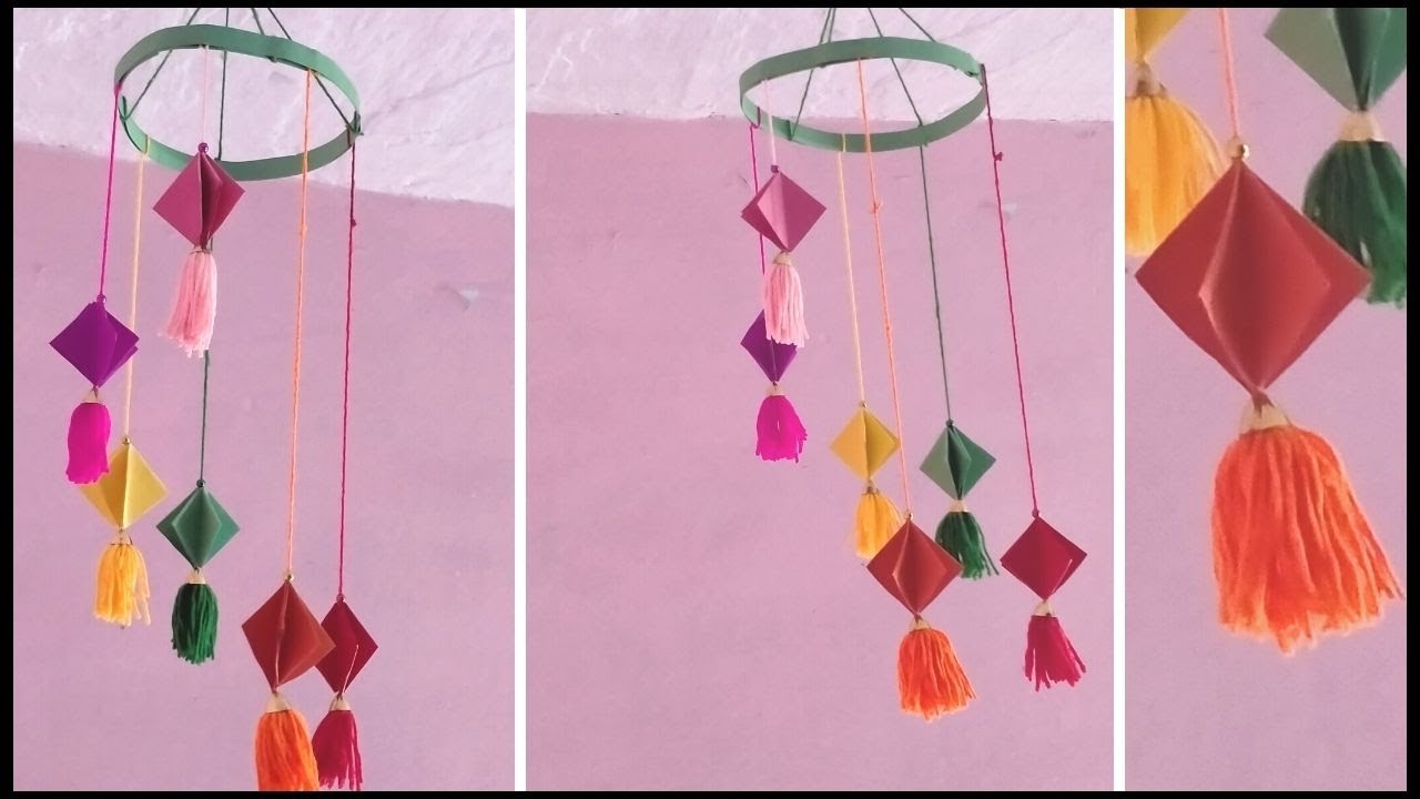 #DIY/How to make a wind chime/make a paper wind chime/jhumar at home # ...