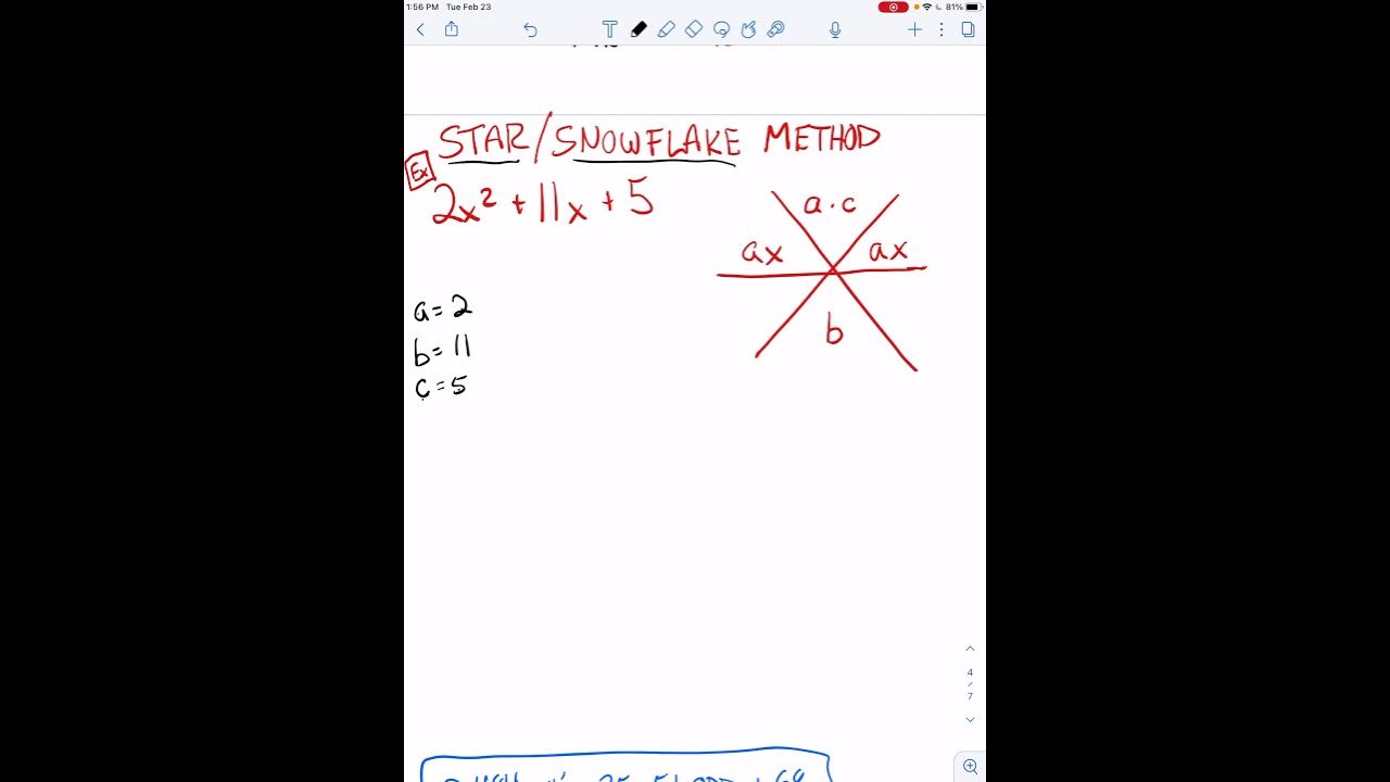 Star or Snowflake Method for factoring trinomials - YouTube