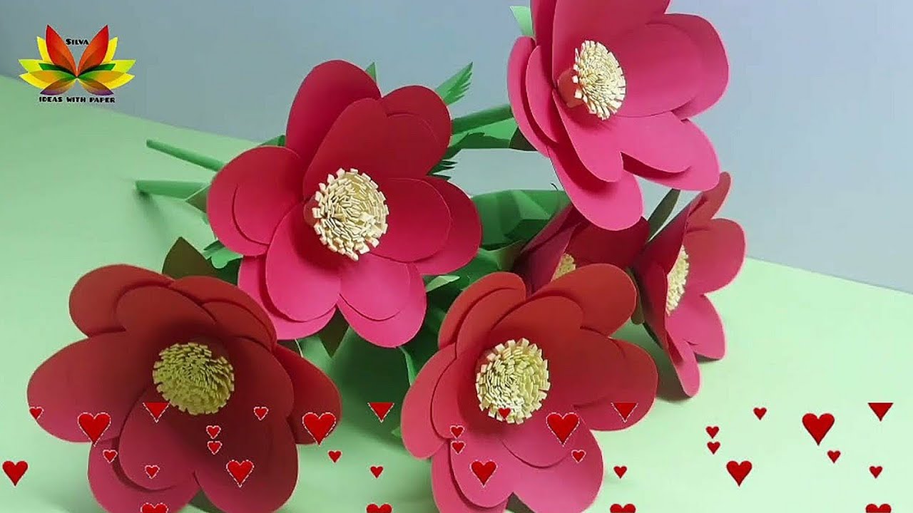 Si të bëjmë një buqetë me lule prej letre|Shumë e lehtë|Easy|DIY|#diy|# ...