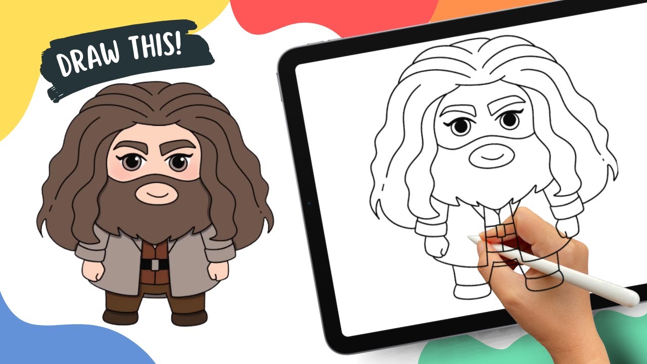 Hagrid Harry Potter - Easy Cartoon Drawing Tutorial - YouTube