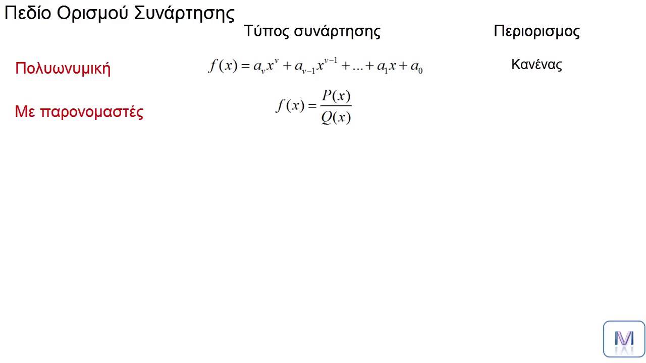 22 Πεδίο ορισμού συναρτήσεων - YouTube