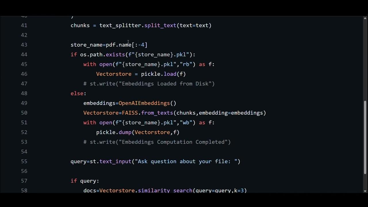 Chatbot from PDF file code explanation - YouTube