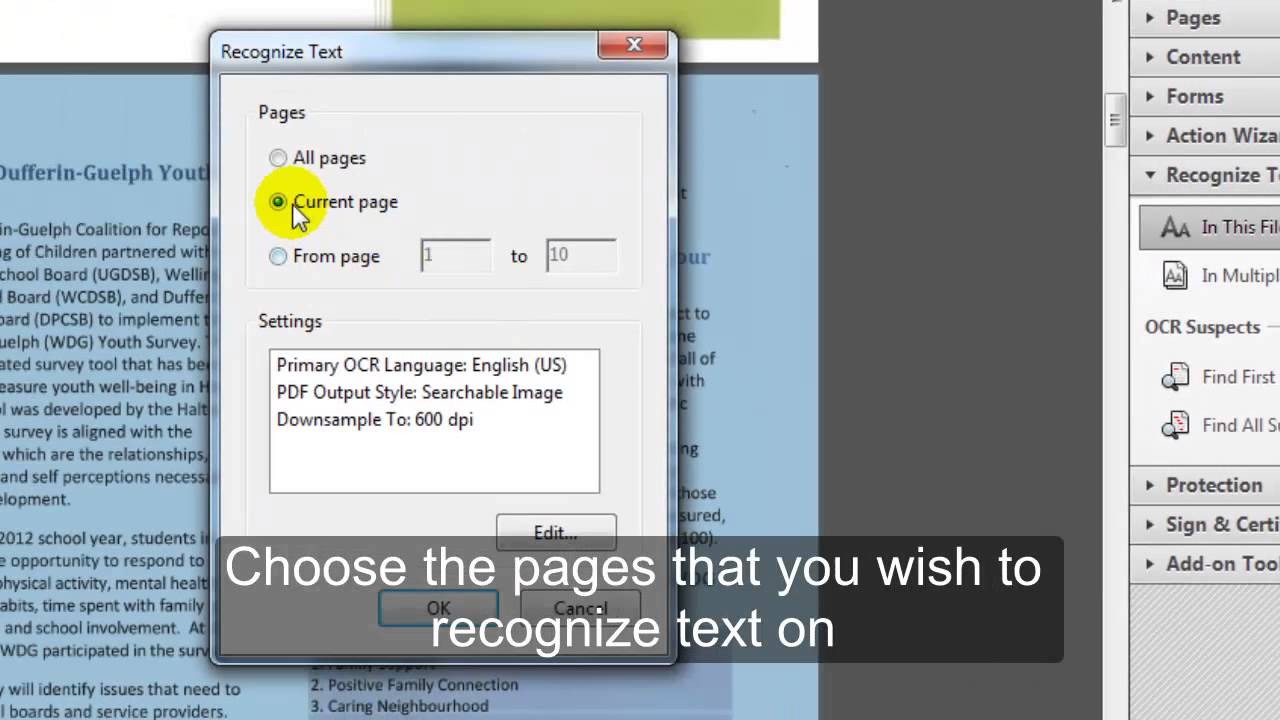 Recognizing text in scanned documents in Adobe Acrobat Pro - YouTube